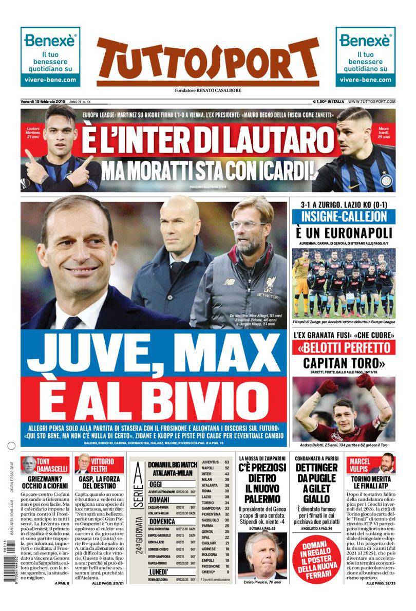 Rassegna stampa: Tuttosport - E' l'Inter di Lautaro ma Moratti sta con ...
