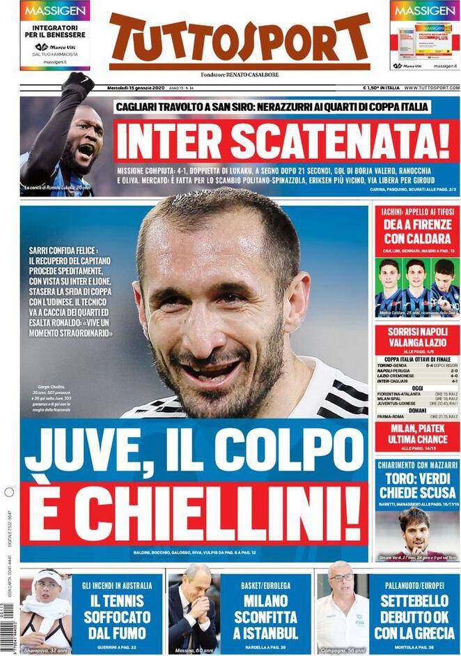 Tuttosport | I titoli sull'Inter del 15 gennaio