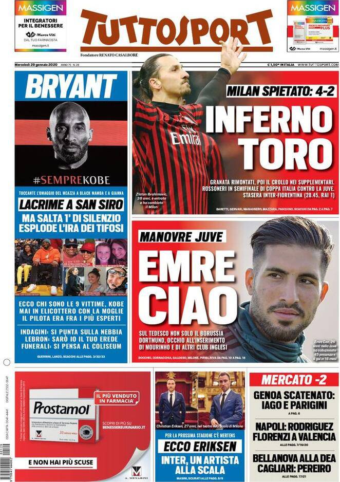 Tuttosport | I titoli sull'Inter del 29 gennaio